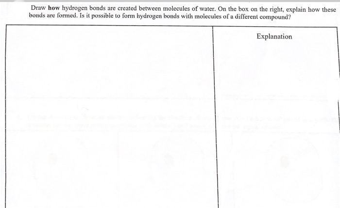 Solved Draw how hydrogen bonds are created between molecules | Chegg.com