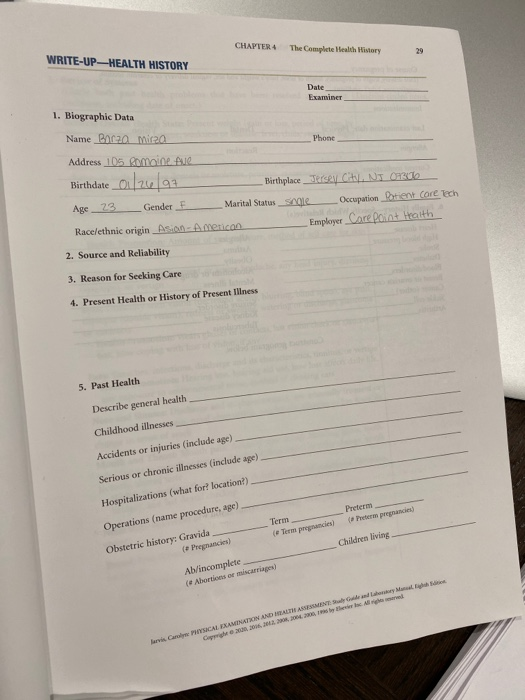 CHAPTER 4 The Complete Health History 29 | Chegg.com