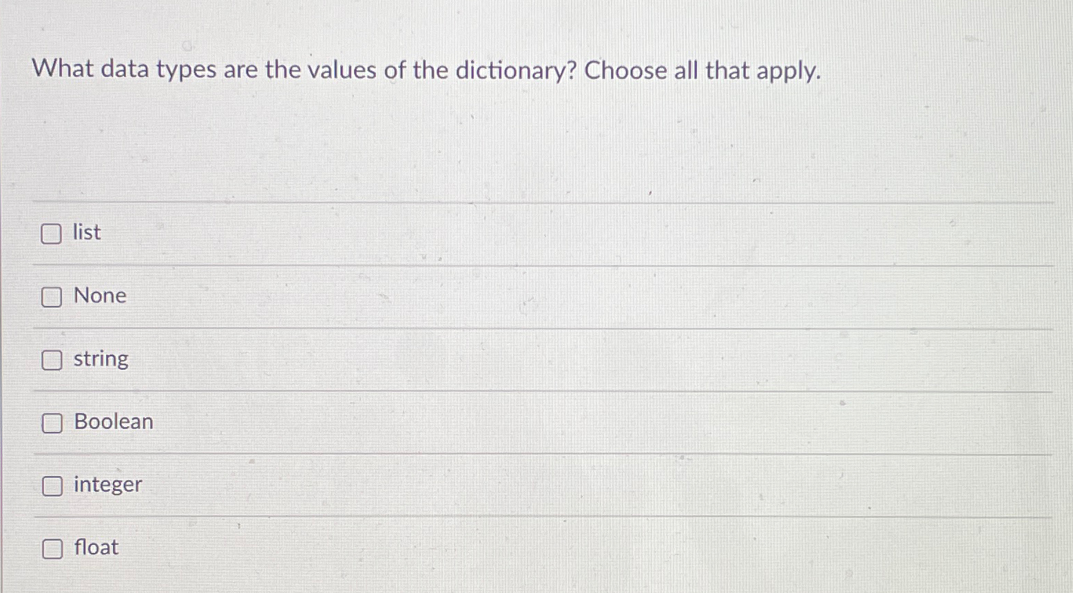 Solved What data types are the values of the dictionary? | Chegg.com