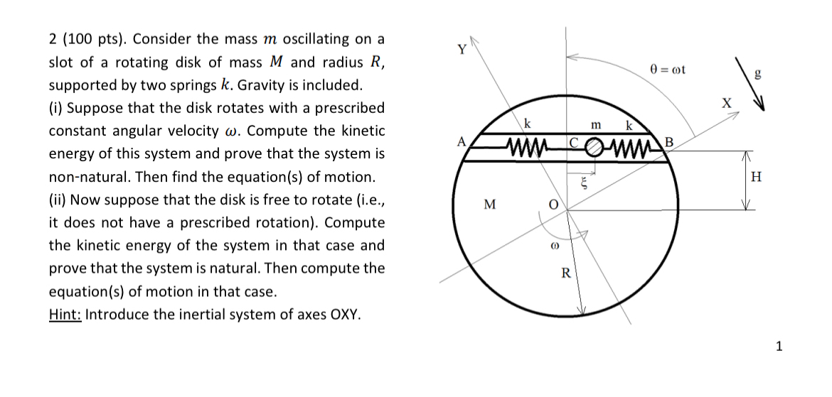 Solved 2 (100 ﻿pts). ﻿Consider the mass m ﻿oscillating on a | Chegg.com