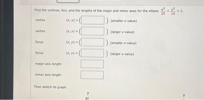 Solved Find the vertices, foci, and the lengths of the major | Chegg.com