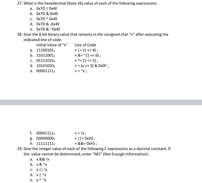 Solved 27. What is the hexadecimal (base 16) value of each | Chegg.com