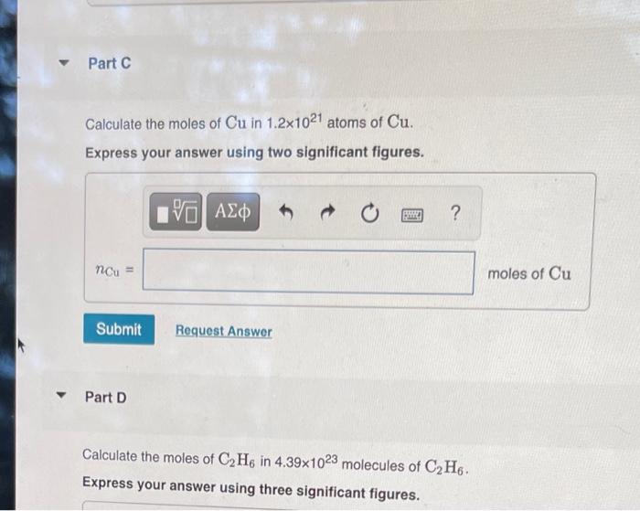 Solved Calculate the moles of Cu in 1.2×1021 atoms of Cu. | Chegg.com