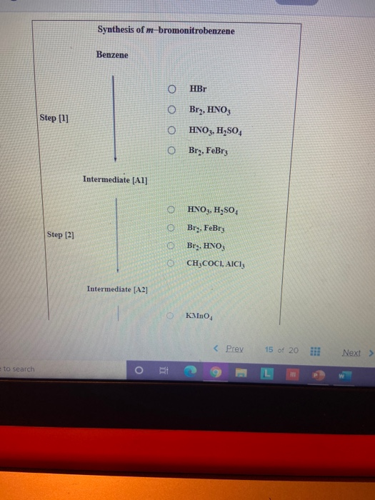 Solved Synthesis of m bromonitrobenzene Benzene HBr Step [1] | Chegg.com