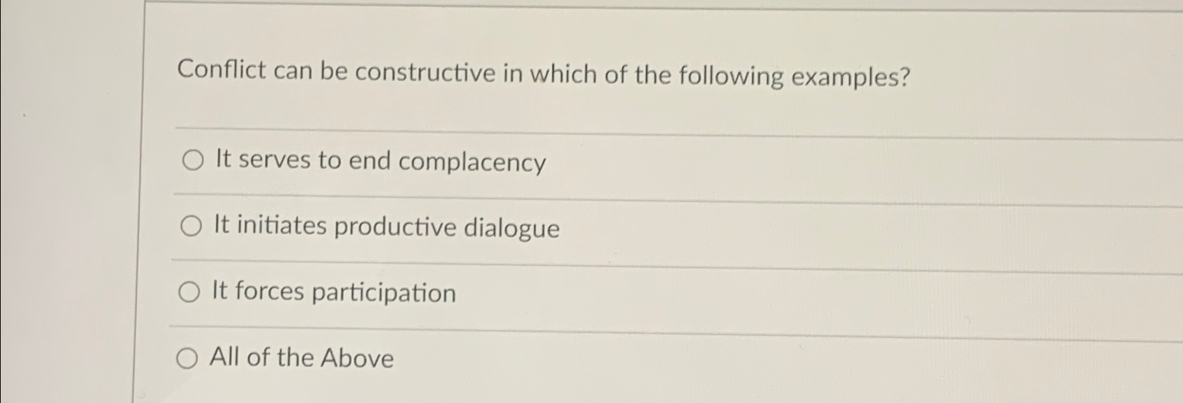 Solved Conflict can be constructive in which of the | Chegg.com