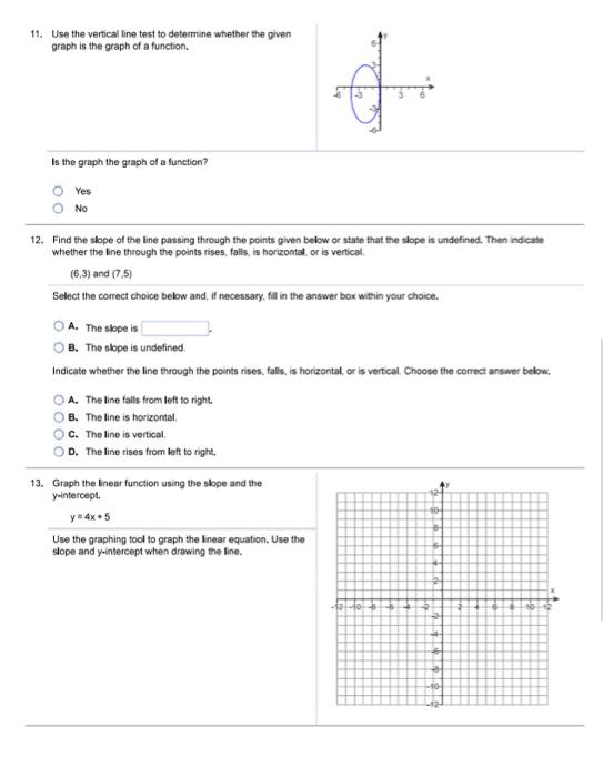 Solved 11. Use the vertical line test to determine whether | Chegg.com