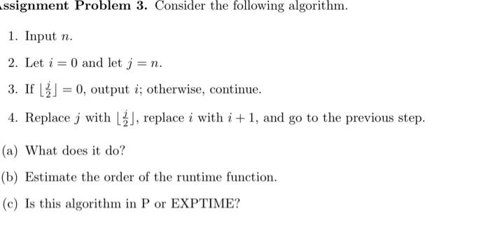 Solved ssignment Problem 3. Consider the following | Chegg.com