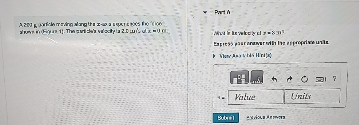 Part AA 200g ﻿particle moving along the x-axis | Chegg.com