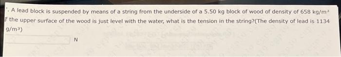 Solved A lead block is suspended by means of a string from | Chegg.com