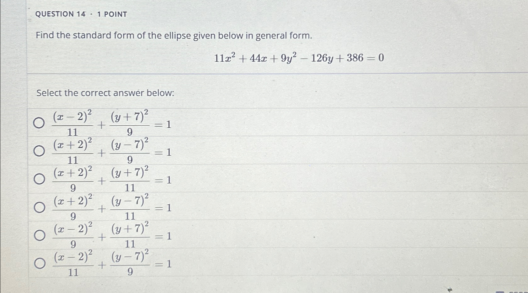 Solved QUESTION 14 * 1 ﻿POINTFind the standard form of the | Chegg.com