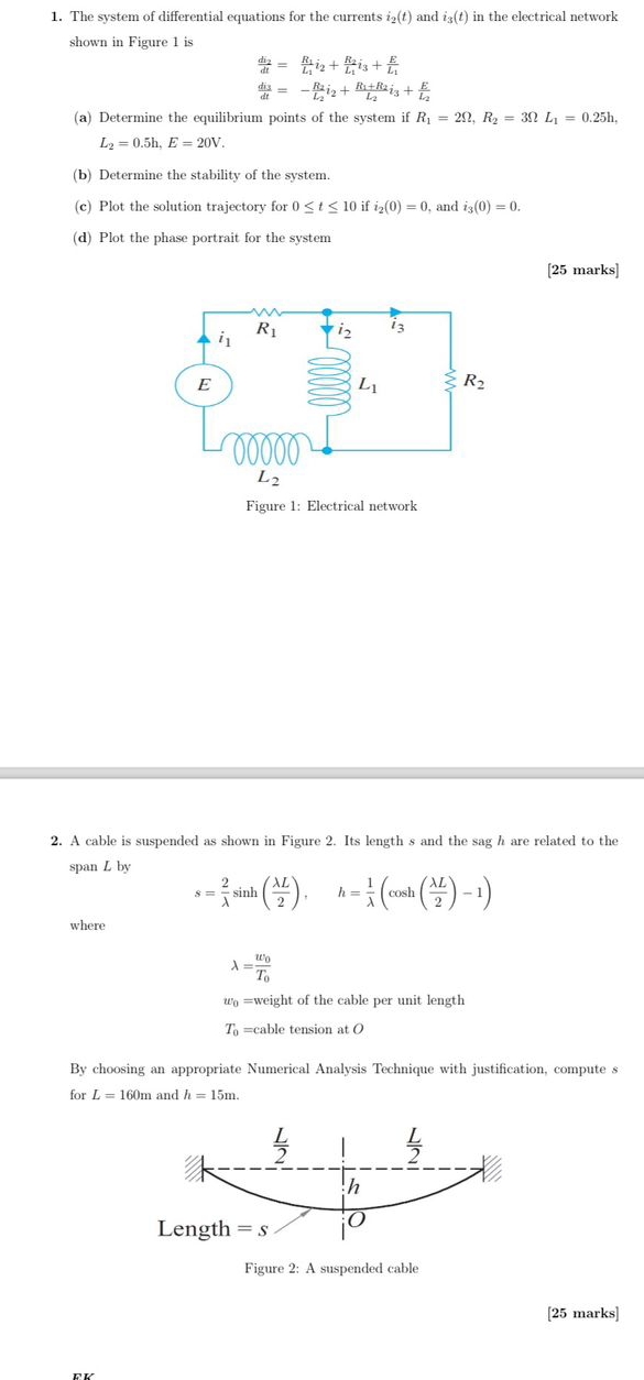 Solved The system of differential equations for the currents | Chegg.com