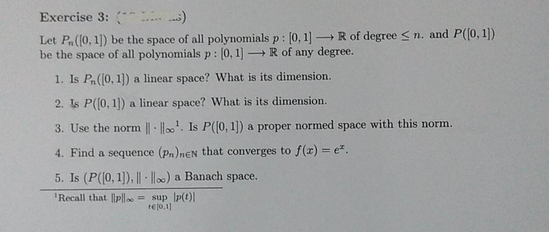 Solved Functional Analysis i want a solution exersice 3 | Chegg.com