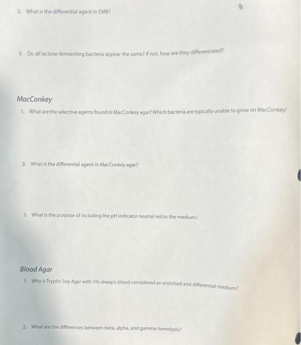 1. What is the purpose of a selective medium? 2. What | Chegg.com