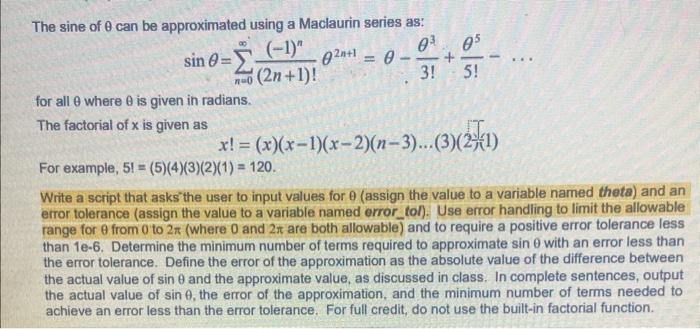 Solved The sine of θ can be approximated using a Maclaurin | Chegg.com