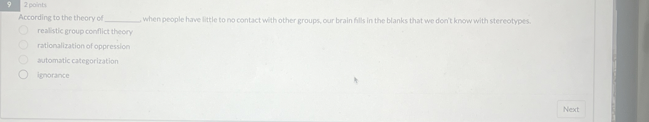Solved 9 2 ﻿pointsAccording to the theory of ﻿when people | Chegg.com