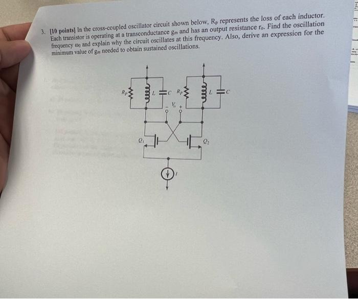 Solved 3. [10 points in the cross-coupled oscillator circuit | Chegg.com