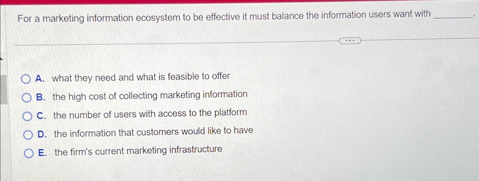 Solved For a marketing information ecosystem to be effective | Chegg.com