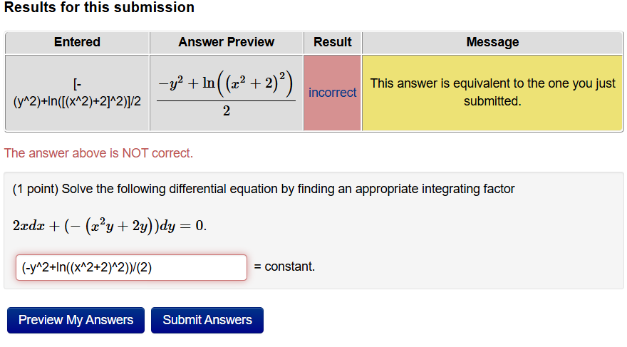 The answer above is ﻿NOT correct.(1 ﻿point) ﻿Solve | Chegg.com