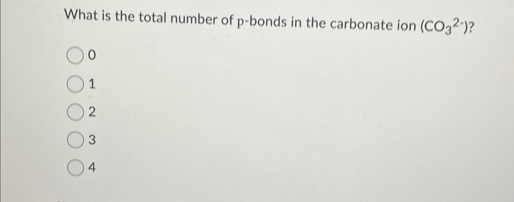 Solved What is the total number of p-bonds in the carbonate | Chegg.com