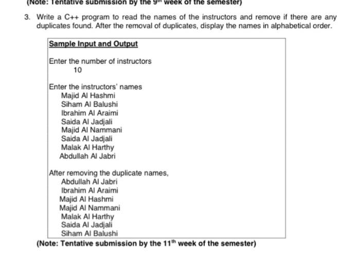 Solved Write a C++ program to read the names of the | Chegg.com