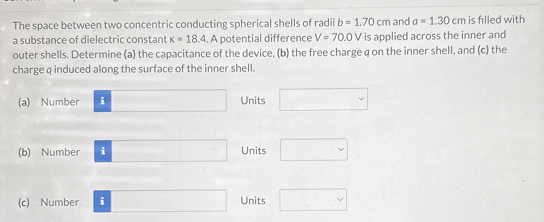 Solved The space between two concentric conducting spherical | Chegg.com