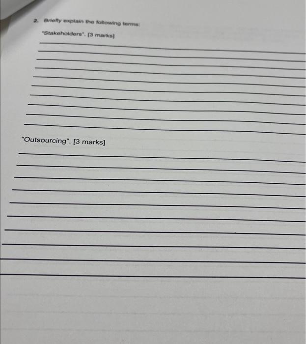 Solved 2. Briefly explain the following terms: | Chegg.com