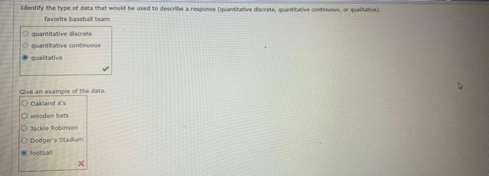 Solved Identify the type of data that would be used to | Chegg.com