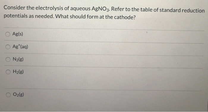 Solved Consider the electrolysis of aqueous AgNO3. Refer to | Chegg.com