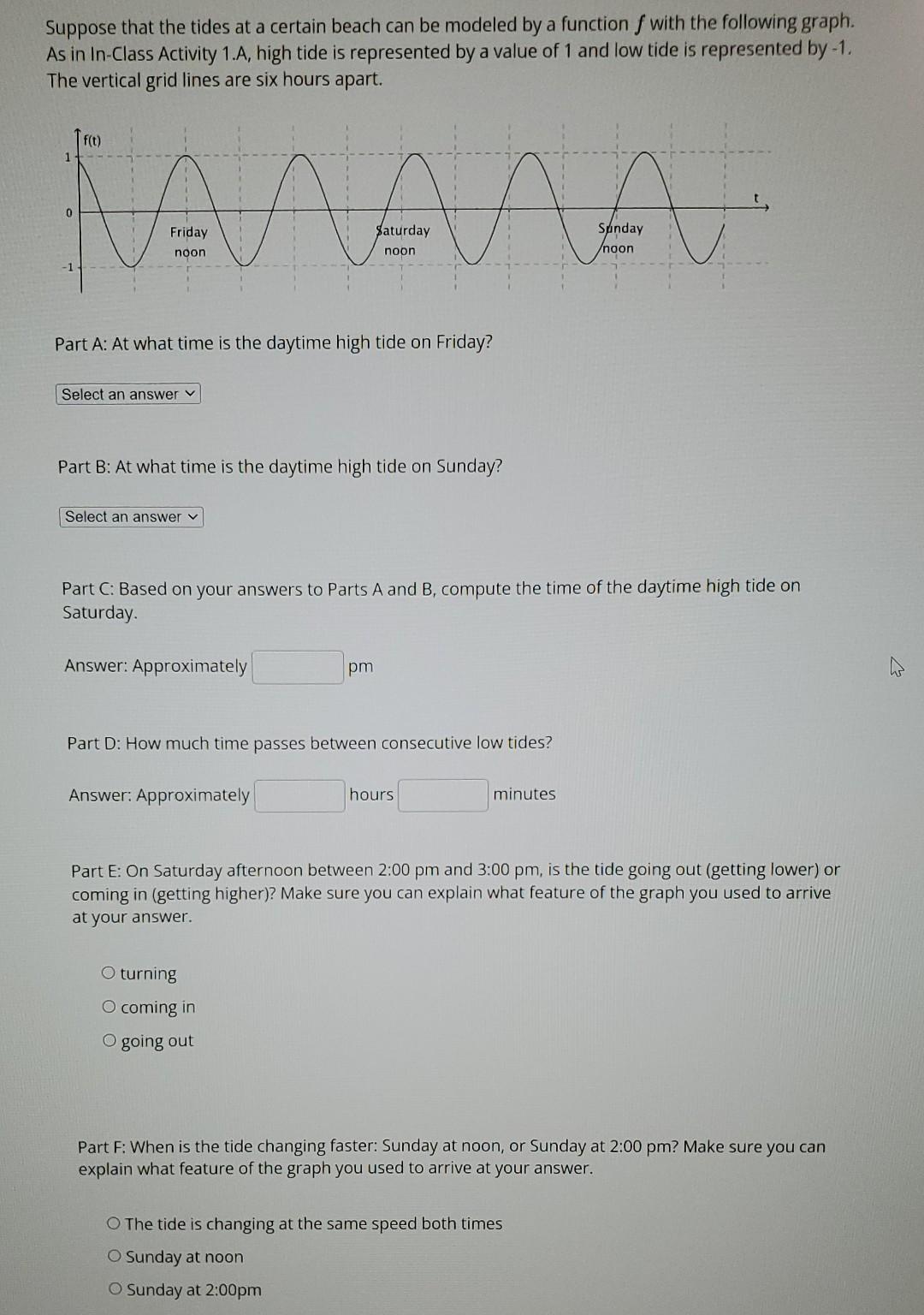 Solved Suppose that the tides at a certain beach can be | Chegg.com