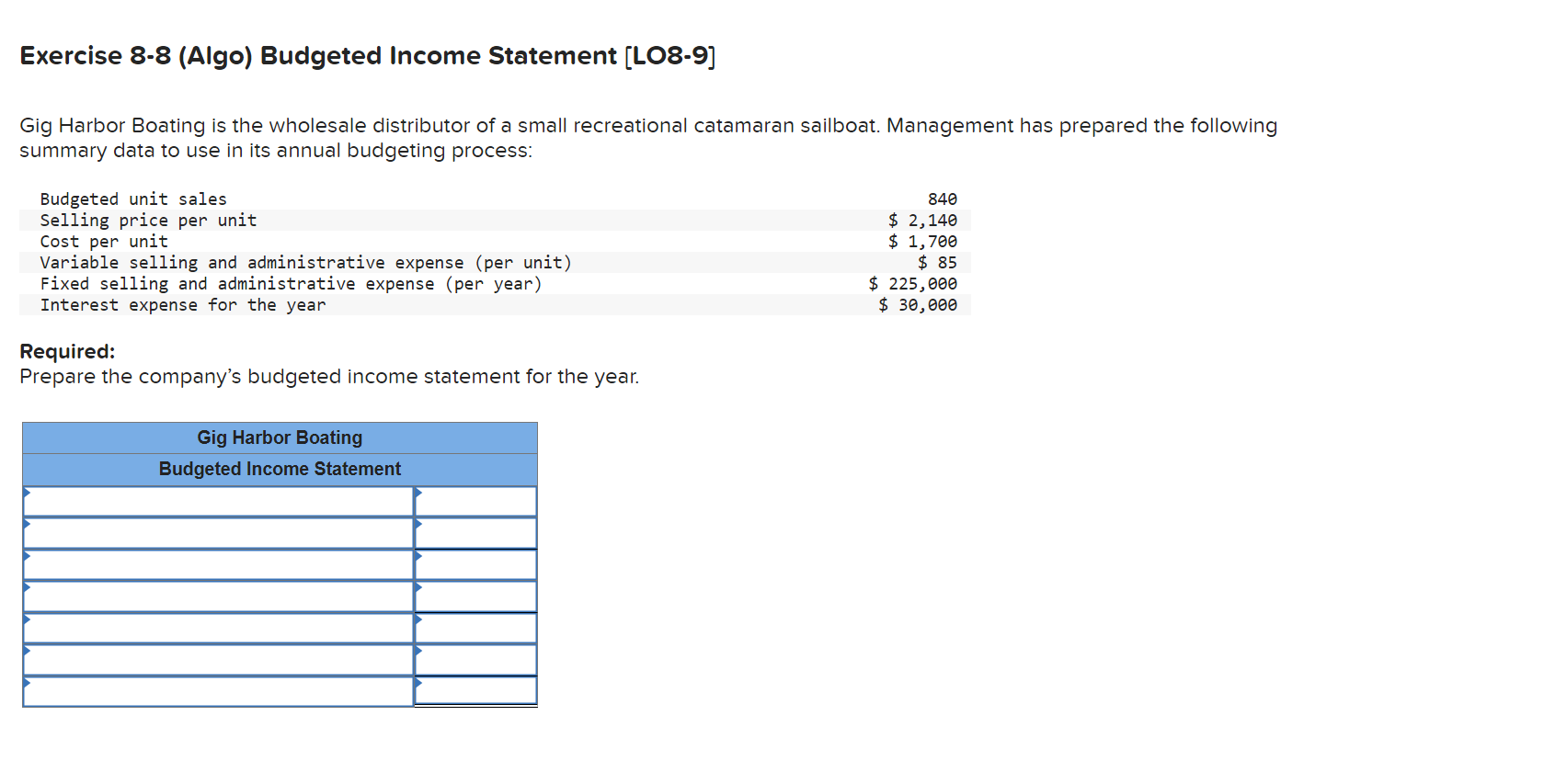 Solved Exercise 8-6 (Algo) ﻿Selling and Administrative | Chegg.com