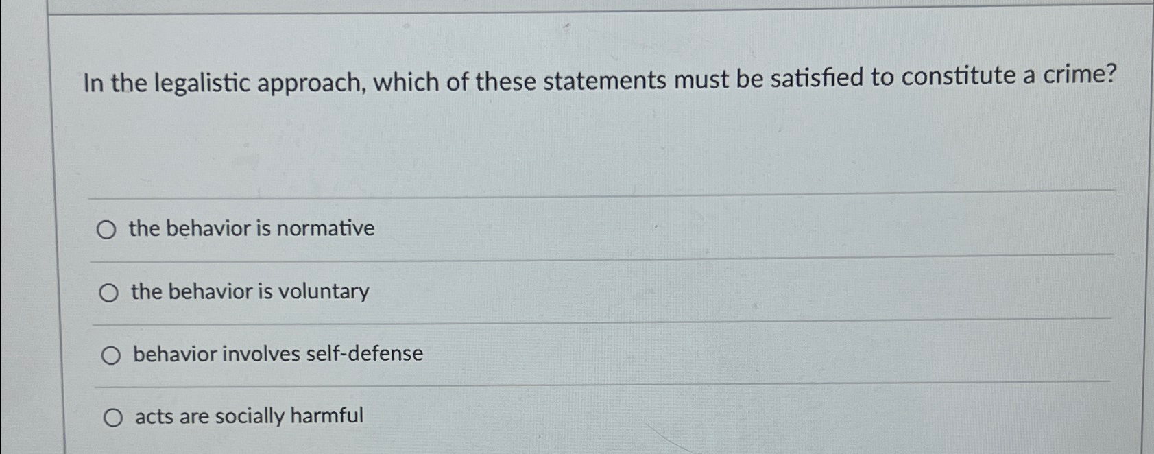 Solved In the legalistic approach, which of these statements | Chegg.com