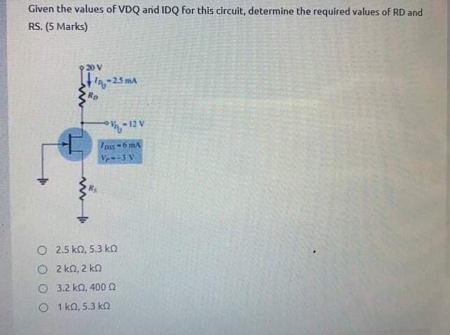 Solved Given the values of VDQ and IDQ for this circuit, | Chegg.com