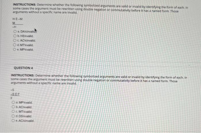 INSTRUCTIONS: Determine whether the following | Chegg.com