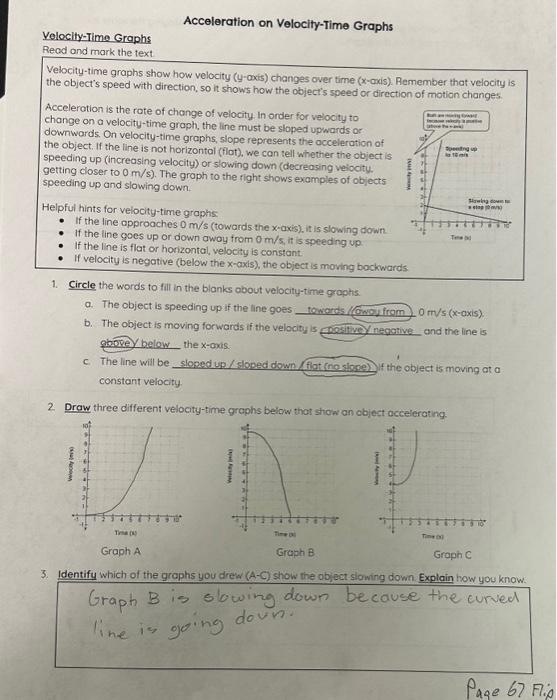 Solved Velocity Time Graphs Show How Velocity Y Cxis