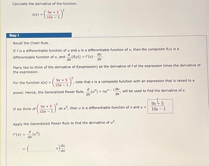 Solved Calculate the derivative of the function. Step 1 s(x) | Chegg.com