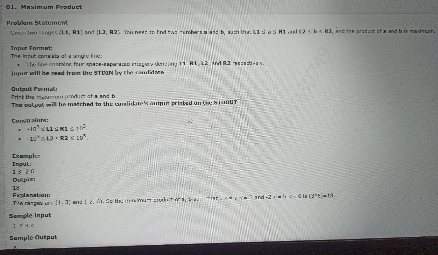 Solved Problem Statement Given two ranges (L1, R1) and | Chegg.com