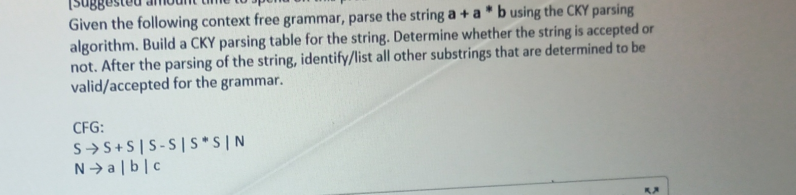 Solved Given the following context free grammar, parse the | Chegg.com