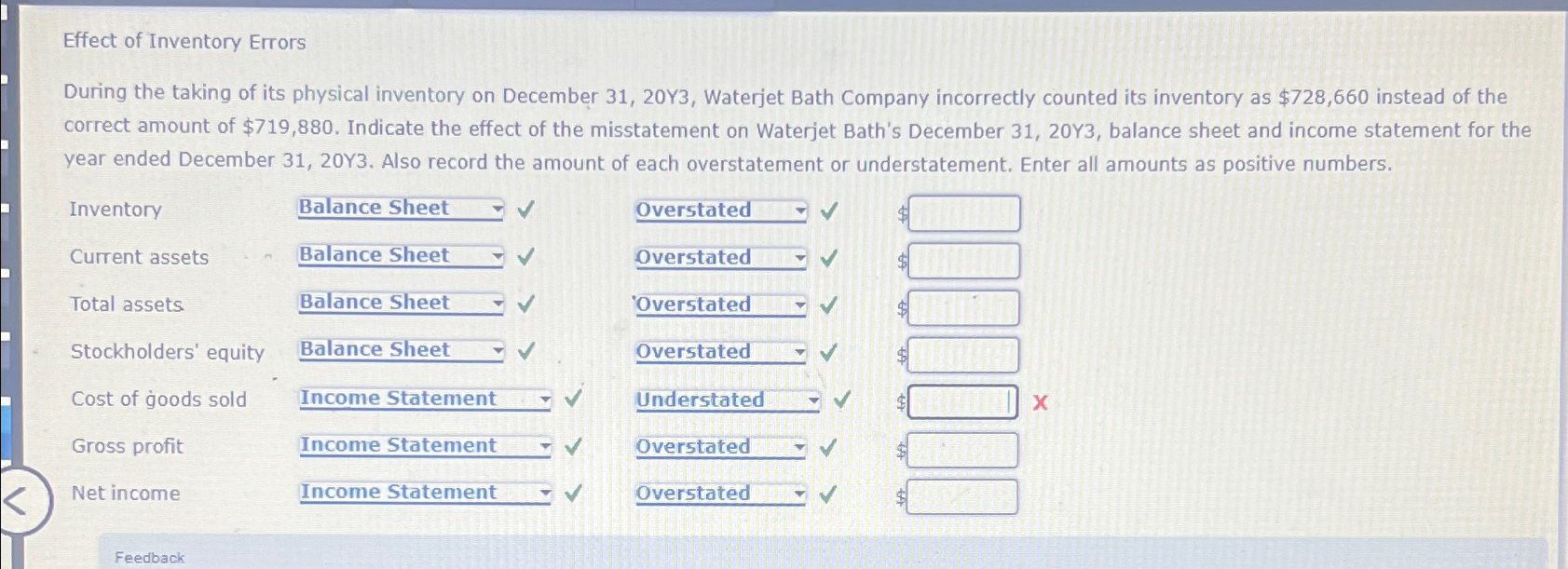 Solved Effect of Inventory ErrorsDuring the taking of its | Chegg.com