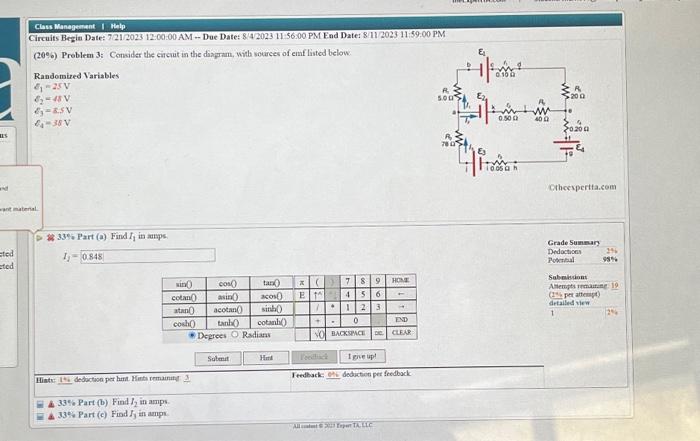 Solved (20\%) Problem 3: Consider the circuit in the | Chegg.com