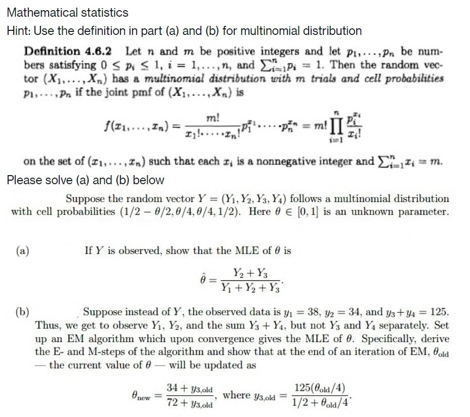 Mathematical statistics Hint: Use the definition in | Chegg.com