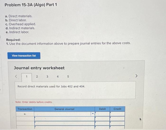Solved Required information Problem 15-3A (Algo) Computing | Chegg.com