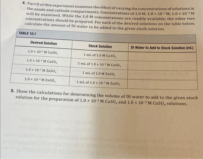 Solved 4. Part Dof this experiment examines the effect of | Chegg.com