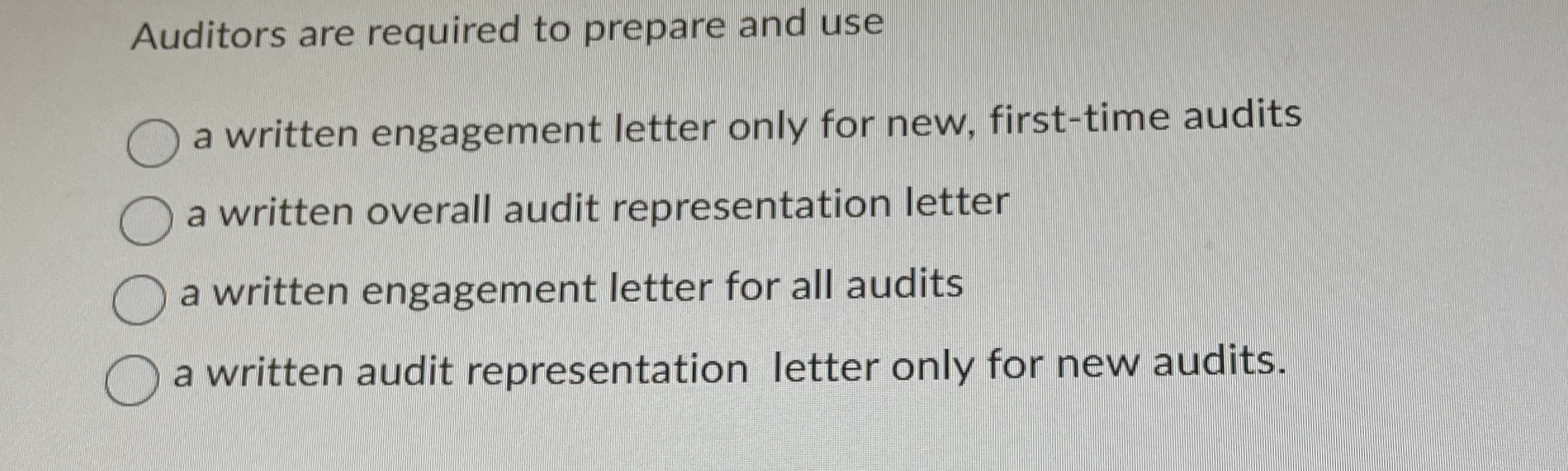 Solved Auditors are required to prepare and usea written | Chegg.com