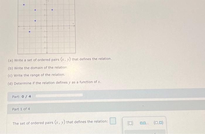 Solved A Write A Set Of Ordered Pairs X Y That Defines