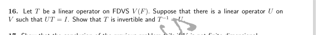 Solved Let T ﻿be a linear operator on FDVS V(F). ﻿Suppose | Chegg.com
