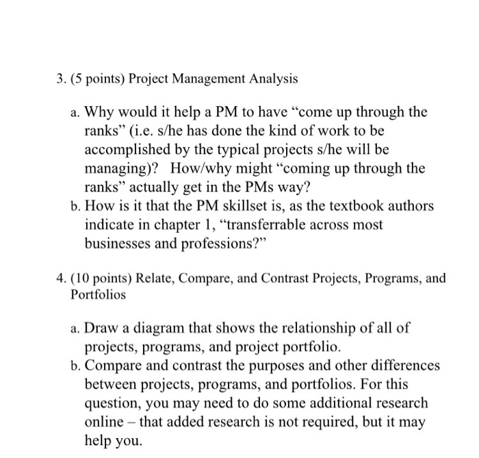 Solved 3. (5 points) Project Management Analysis a. Why | Chegg.com