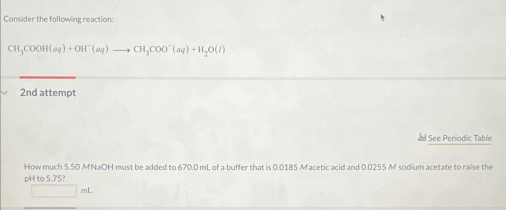Solved Consider the following reaction:in mL! | Chegg.com