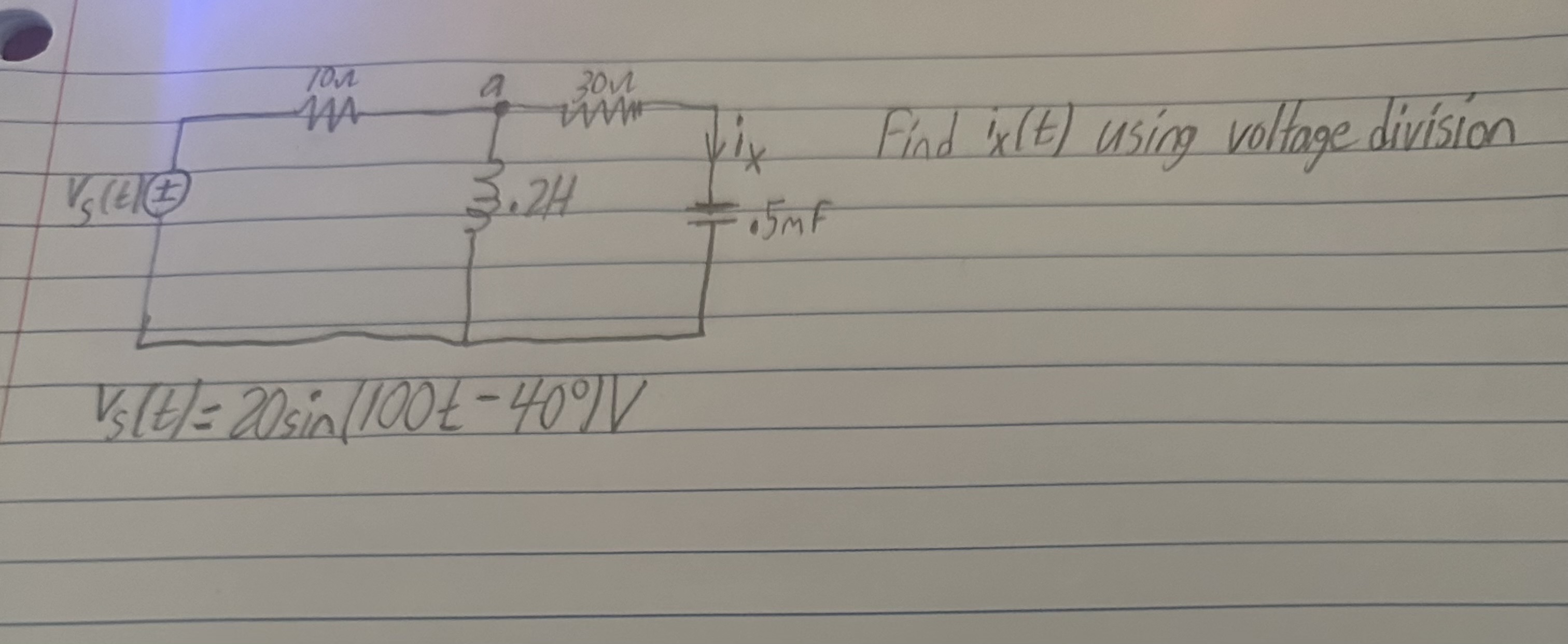 Solved Find ix x(t) ﻿using voltage divisision | Chegg.com