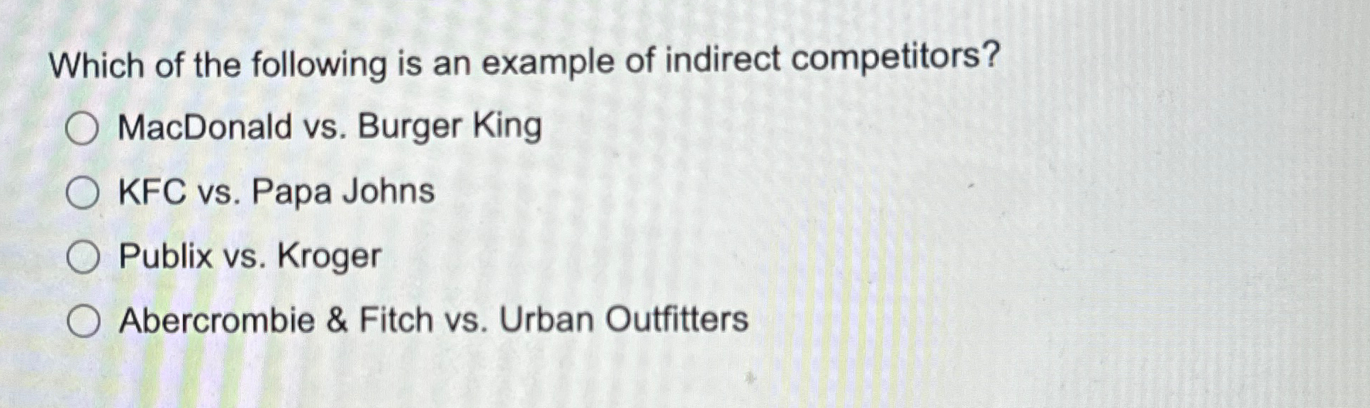 Solved Which of the following is an example of indirect | Chegg.com