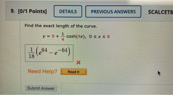Solved 9. [0/1 Points] DETAILS PREVIOUS ANSWERS SCALCET8 | Chegg.com